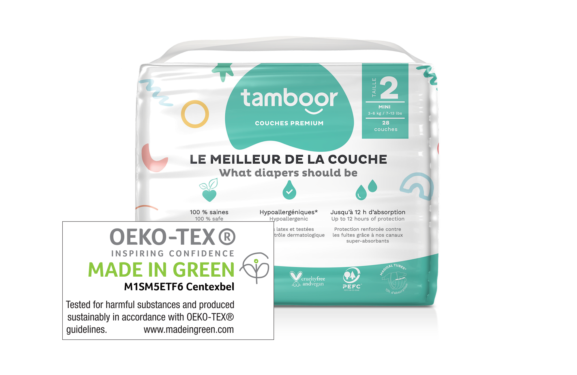 Couche Tamboor OEKO-TEX | Saine, ultra-douce et respectueuse de la peau.